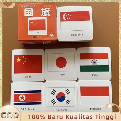 Jual Bendera Negara Country Flag Kartu Negara Dunia 44 Kartu Mainan Konsep Flashcard Bendera
