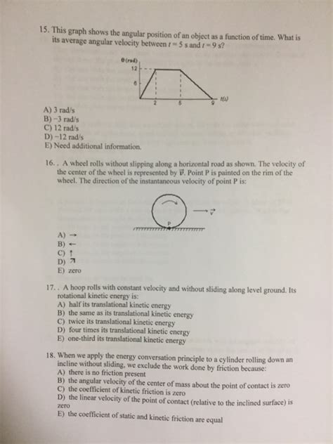 solved this graph shows the angular position of an object