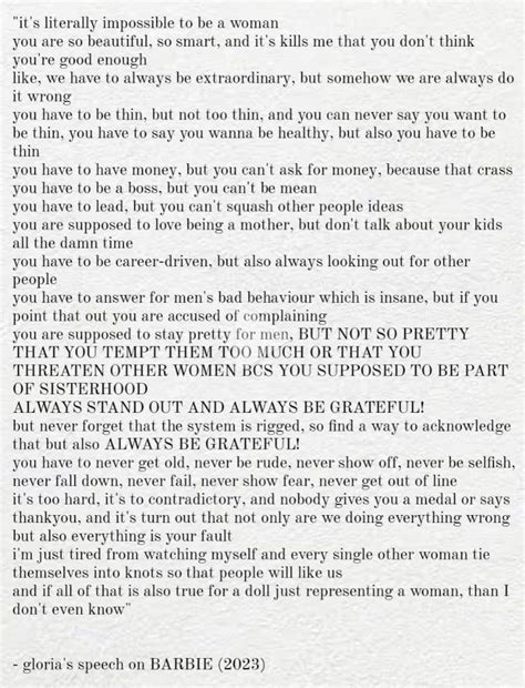 Glorias Speech On Barbie Speech Gloria Barbie