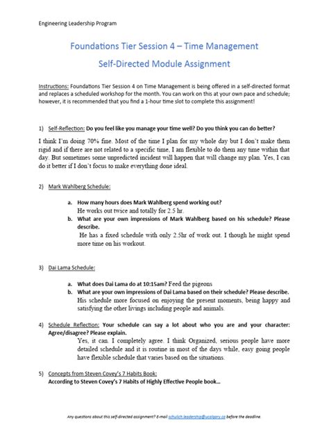 foundations 4 time management self directed module assignment 2022