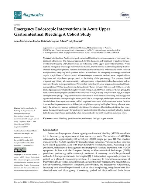 Pdf Emergency Endoscopic Interventions In Acute Upper