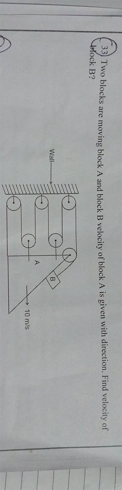 33 two blocks are moving block a and block b velocity of block a is give