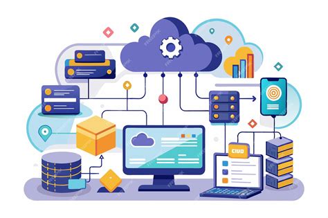 A Cloud Backup System Manages Data Flow Between Devices Illustrating