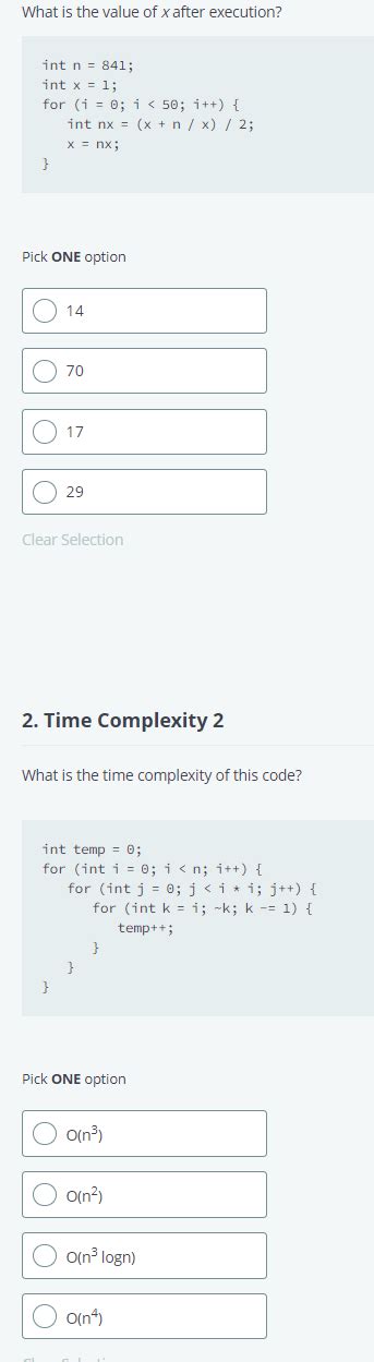 Solved What Is The Value Of X After Execution Int N 841