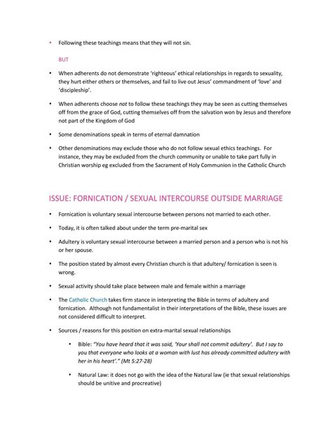 Sexual Ethics Notes Studies Of Religion Ii Year 12 Hsc Thinkswap
