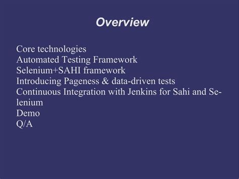 Test Framework For Acne Selenium Sahi ODP