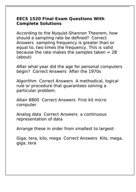 Eecs 1520 Final Exam Questions With Complete Solutions Eecs 1520 Stuvia Us
