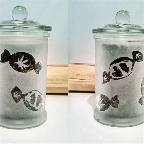 Etched Glass Candy Jar Unique Stash Jar Stoner T