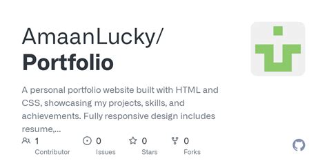 GitHub AmaanLucky Portfolio A Personal Portfolio Website Built With HTML And CSS Showcasing