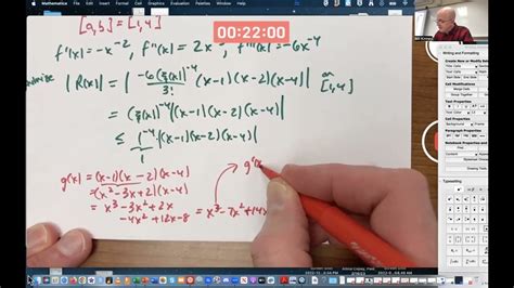 Lagrange Polynomial Interpolation Error Bound Example Youtube
