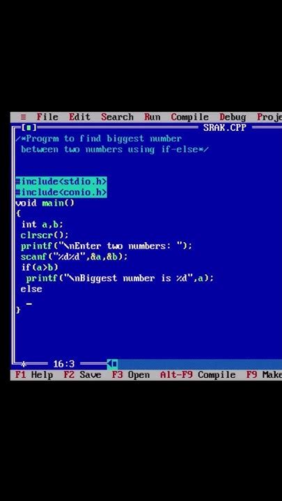 C Program to find biggest number between two numbers using if-else ...