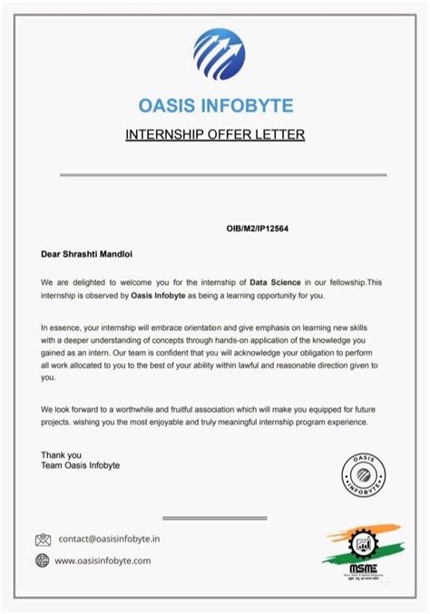 Shrashti Mandloi On Linkedin Oasisinfobyte Datascience