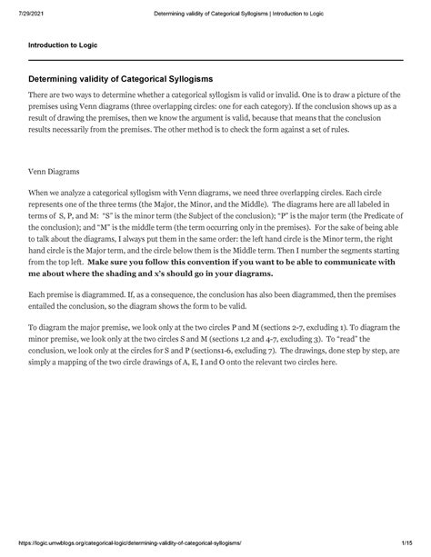 Determining Validity Of Categorical Syllogisms Introduction To Logic Determining Validity Of