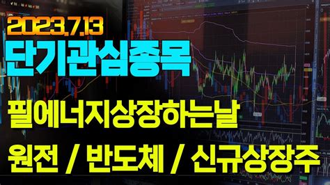2023 07 13 내일 관심종목 두산에너빌리티한전기술한미반도체필에너지기가비스마이크로투나노이수스페셜티케미컬 Youtube