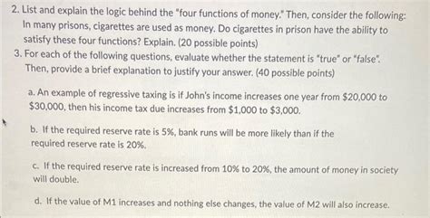 Solved 2 List And Explain The Logic Behind The Four