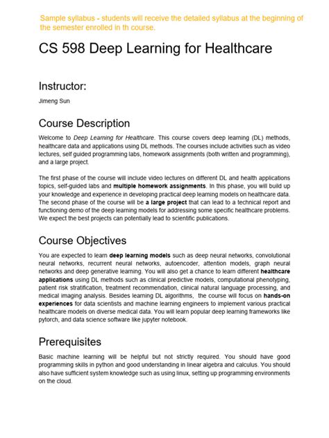 cs598 deep learning for healthcare syllabus download free pdf
