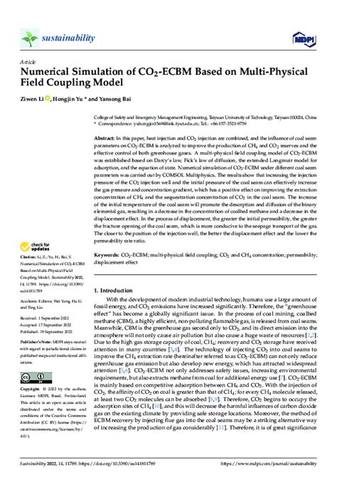 Pdf Numerical Simulation Of Co2 Ecbm Based On Multi Physical Field
