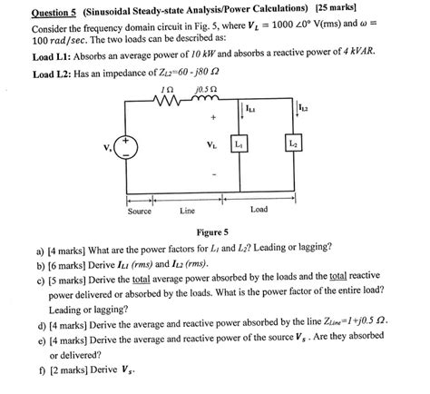 Question 5 Sinusoidal Steady State Analysis Power Calculations [25 Marks] Consider The