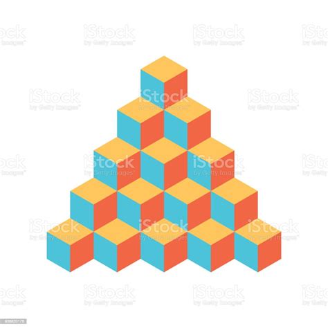 큐브의 피라미드 흰색 배경에 고립 된 3 차원 벡터 일러스트 레이 션 0명에 대한 스톡 벡터 아트 및 기타 이미지 0명 3차원 형태 개념 Istock