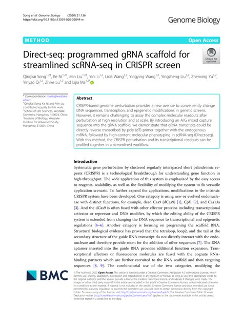 Pdf Direct Seq Programmed Grna Scaffold For Streamlined Scrna Seq In Crispr Screen