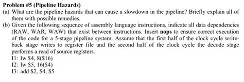 Solved Problem 5 Pipeline Hazards A What Are The