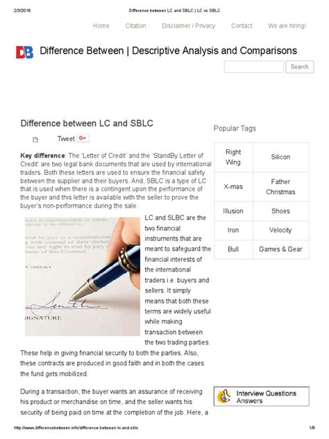 Difference Between Lc And Sblc Lc Vs Sblc Letter Of Credit Financial Transaction