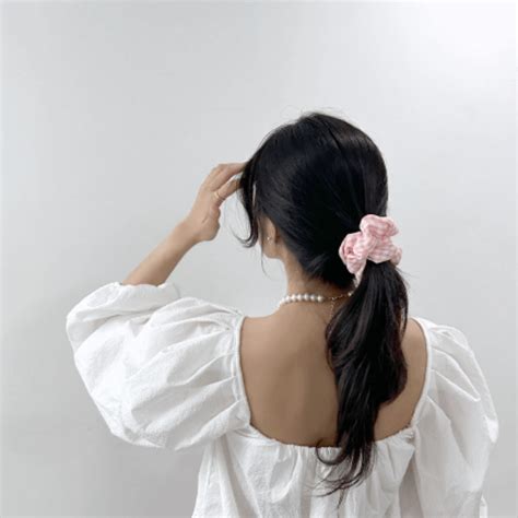오늘출발11 사계절 체크패턴 데일리 빅 곱창 헤어슈슈 포니테일 스크런치