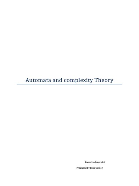 Automata And Complexity Theory Pdf Time Complexity Automata Theory