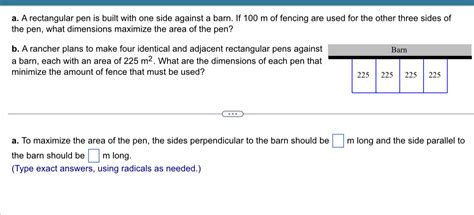 solved a ﻿a rectangular pen is built with one side against