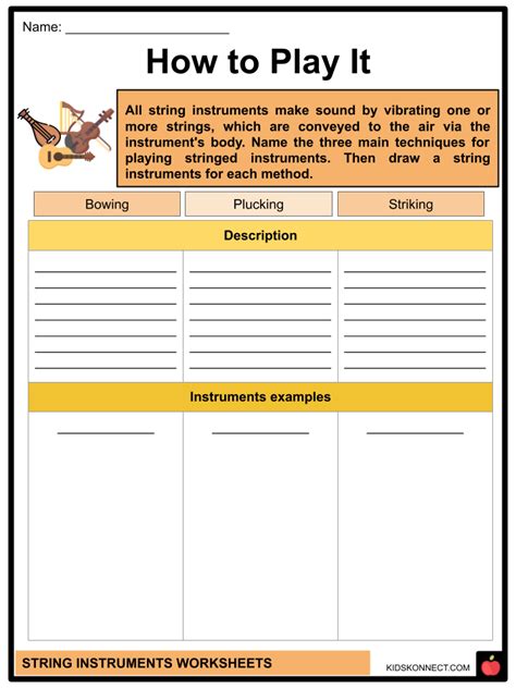 string instruments worksheets classification history examples