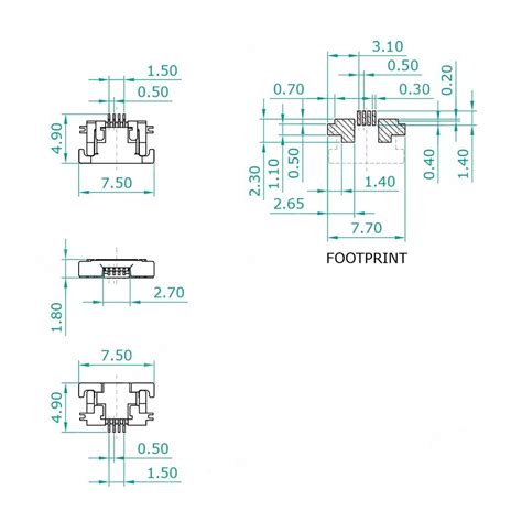 ZIF Connector FFC FPC Connector 4 Pins 0 5mm Pitch