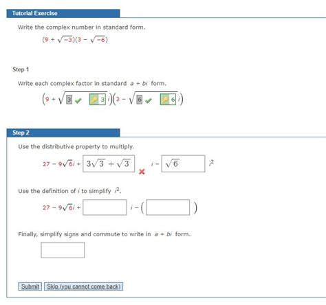 Solved Tutorial ExerciseWrite the complex number in standard | Chegg.com