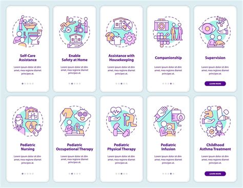 Home Healthcare Services Onboarding Mobile App Screen Set Walkthrough