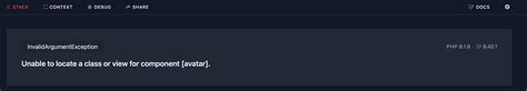 Unable To Locate A Class Or View For Component Badge Avatar Issue Wireui Wireui