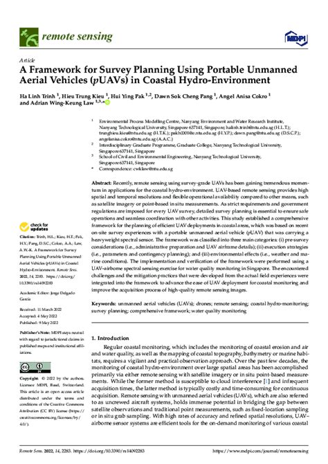 Pdf A Framework For Survey Planning Using Portable Unmanned Aerial Vehicles Puavs In Coastal