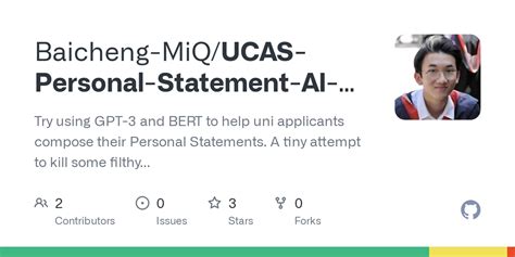 GitHub Baicheng MiQ UCAS Personal Statement AI Editor Try Using GPT And BERT To Help Uni