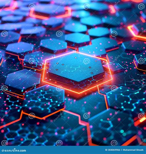A Visual Marvel Hexagonal Cubes Glow In A Hi Tech Cyberspace Stock
