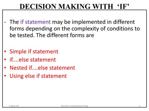 Decision Makingandbranching In C Pptx Programming Languages Computing