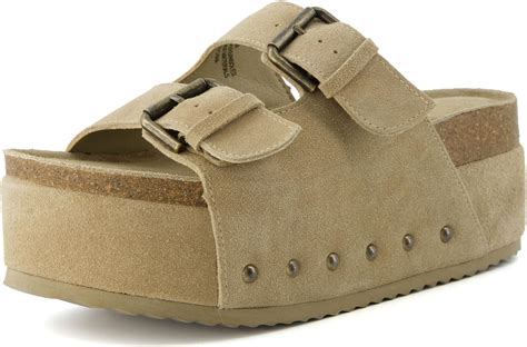 Cushionaire Womens Guru Genuine Leather Footbed Platform