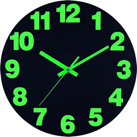 Amazon.com: Plumeet Night Light Wall Clock, 12 Inch Wooden Glow in The Dark Clock for Bedroom ...