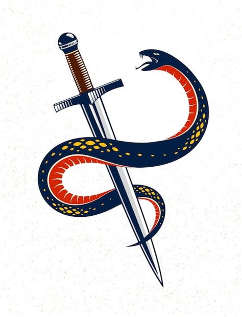Premium Vector Snake And Dagger Serpent Wraps Around A Sword Vector