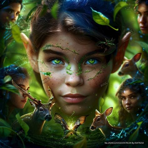 Ai创作图欧美精灵 森林物语奇幻森林 奇幻森林插画 小绿叶女精灵 森林精灵 童话森林主题 质感合成风 魔法森林插画 3d合成 3d奇幻 精灵的春天 奇妙之旅梦幻森林 雨林魔幻影院 童话森林主题