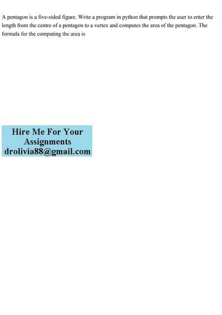 A Pentagon Is A Five Sided Figure Write A Program In Python That Prpdf