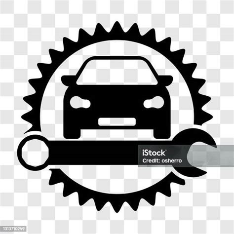 자동차 수리 차고 아이콘 격리된 벡터입니다 투명 한 배경에 자동차 렌치와 톱니 바퀴 표지판 기계공에 대한 스톡 벡터 아트 및 기타 이미지 Istock