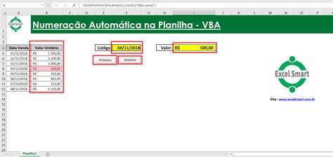 Excel Vba Avançado Numeração Automática Na Planilha Excel Smart
