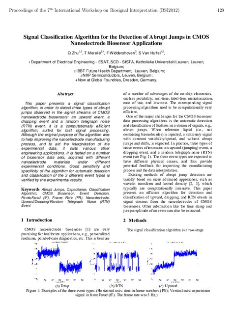 Pdf Signal Classification Algorithm For The Detection Of Abrupt Jumps