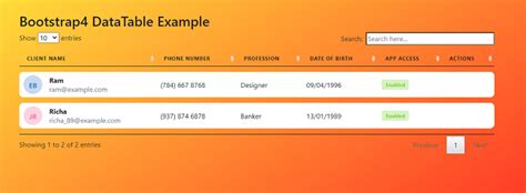 Bootstrap 4 Data table | Online Tutorials Library List | Tutoraspire.com