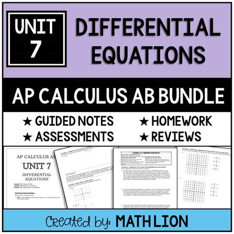Differential Equations Ap Calculus Ab Unit 7 By Math Lion Tpt