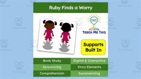 Ruby Finds A Worry Book Companion Activities Digital Book Study By Teach Simple