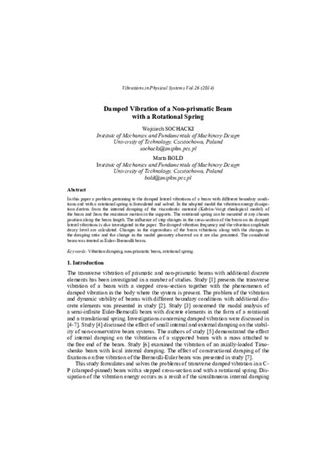 Pdf Damped Vibration Of A Non Prismatic Beam With A Rotational Spring